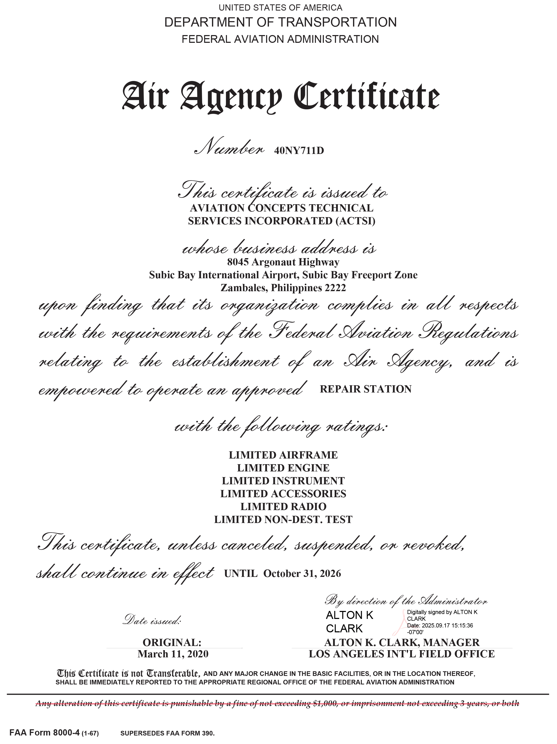 Aviation Concepts Technical Services, Incorporated
